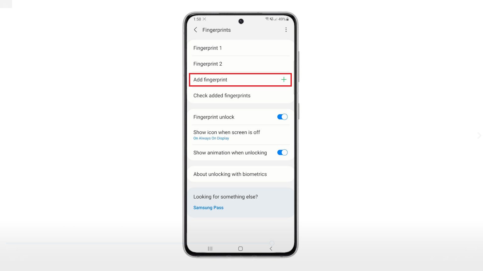 How to Register or Add Fingerprint on Samsung Galaxy S21 | Biometrics ...
