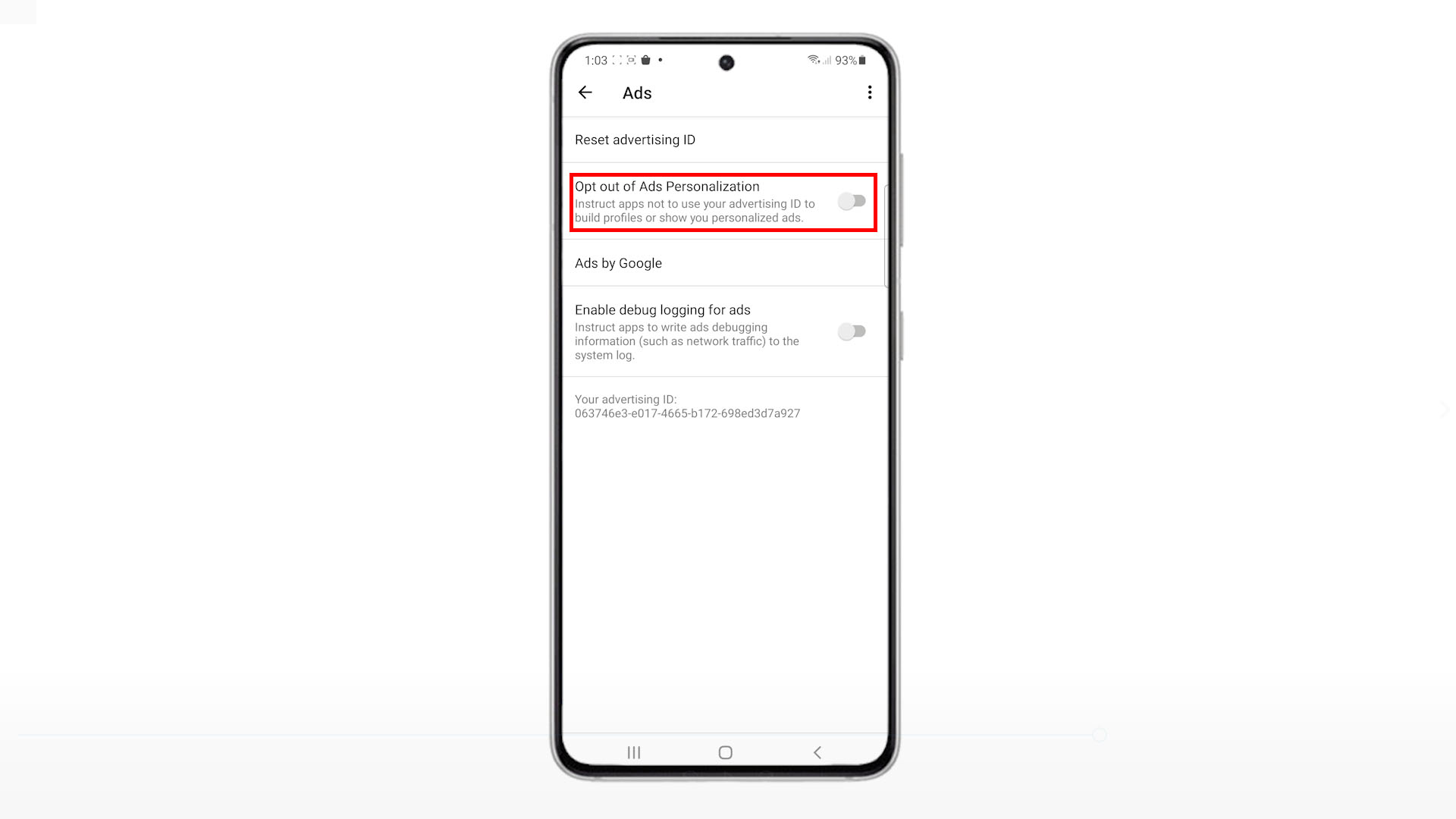 How to Enable Opt Out of Ads Personalization on Samsung Galaxy S21 ...