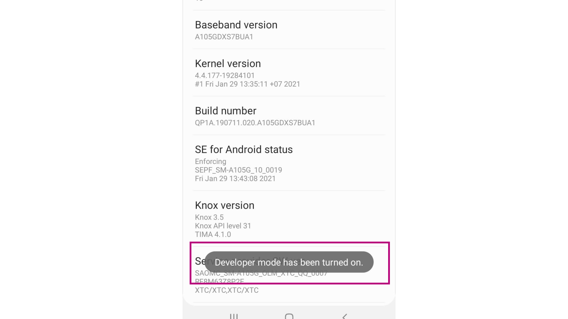 How to Access Developer Options on Samsung Galaxy A10