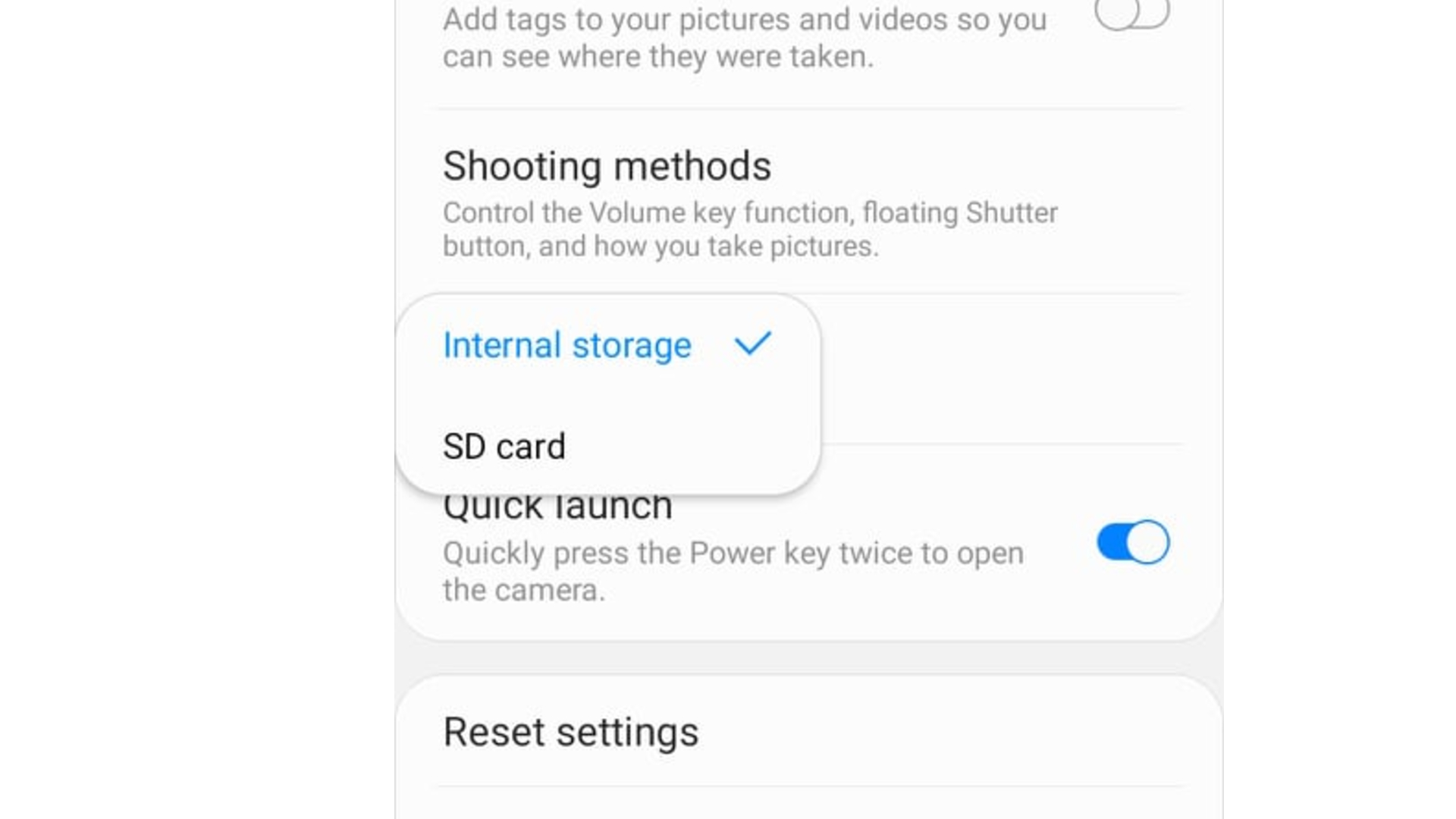 How to Set Camera Storage on Samsung Galaxy A20