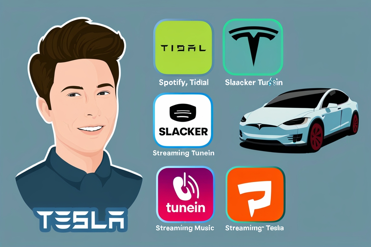 Tesla Music Streaming Services and Apps Spotify Tidal Slacker Tunein